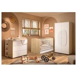 Babyzimmer-Komplettset GALIPETTE "BASILE SET N2 6tlg", wei&szlig;, kastanie natur nachbildung, Uni Weiss / Kastanie Natur Nachbildung + ohne Matratze, B/H: 70cm x 140cm, Uni Weiss / Kastanie Natur Nachbildung, Holzwerkstoff, Schlafzimmerm&ouml;bel-Sets, Komplettes Kinderzimmer mit viel Stauraum