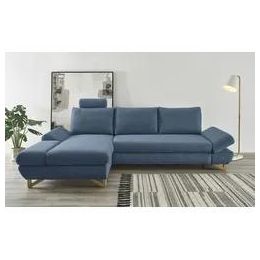 Schlafsofa Home Affaire "City/Giron", blau (denim), B:284cm H:104cm T:166cm, 100% PES;Schwer entflammbar (BS 5852-0/ EN 1021-1);Gramatur 370g/ qm +/- 5%, Sofas, Schlafsofa, komfortable Bettfunktion (Liegefl&auml;che 245 x 138 cm), sowie Bettkasten