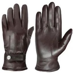 Lederhandschuhe Pearlwood "BROOKS", Herren, Gr. 10, chocolate, Lammleder, unifarben, Handschuhe, weiches Innenfutter, Wollanteil, verstellbarer Lederriegel