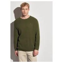 Rundhalspullover Street One MEN, Herren, Gr. L42, gr&uuml;n (vintage gr&uuml;n), Web, 100% Baumwolle, unifarben, normal normal, Rundhals, Rippb&uuml;ndchen, Pullover Rundhalspullover, aus reiner Baumwolle
