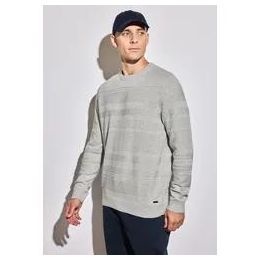 Rundhalspullover Street One MEN, Herren, Gr. M40, grau (frost grau melange), Web, 100% Baumwolle, unifarben, normal normal, Rundhals, Rippb&uuml;ndchen, Pullover Rundhalspullover, aus reiner Baumwolle