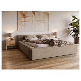 Polsterbett Home Affaire "LAUREDA Bettgestell mit Lattenrost, in 4 Breiten- 140, 160, 180, 200cm", braun, B:224cm H:74cm L:244cm, 83% Polyester, 17% Nylon, Betten, Polsterbett, mit Kopfteil und Bettkasten, ohne Matratze