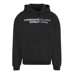 Kapuzensweatshirt "Upscale by Mister Tee Appreciate & Respect Fluffy Hoody", Herren, Gr. M, schwarz, 70% Baumwolle, 30% Polyester, UPSCALE BY Mister Tee, bedruckt, Sweatshirts