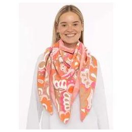 Dreieckstuch Zwillingsherz "Paisley all over", Damen, orange pink beige, Strick, Materialmix, gemustert, mehrfarbig, Modet&uuml;cher, modisches Muster, Strick, w&auml;rmend