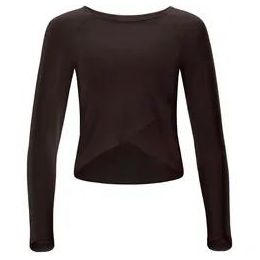Langarmshirt WINSHAPE "Cropped Functional Light and Soft", Damen, Gr. XS, espresso, 85% Polyester, 15% Elasthan, Rundhals, Shirts Langarmshirt, Overlap-Applikation
