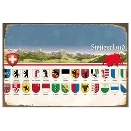 Metallbild queence "Kanton", bunt (farbe bild(er): bunt), B:30cm H:20cm T:0,5cm, Metall, Stahl, Bilder, Schweiz, Stahlschild, Blechschild