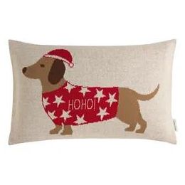 Dekokissen Tom Tailor HOME "Dachshund", rot, B:50cm L:30cm, Obermaterial: 100% Baumwolle, Dekokissen_Sitzkissen_Kissenh&uuml;llen, aus Baumwolle