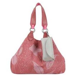 Henkeltasche Fritzi aus Preussen "Leaves Canvas Anthra Ice", Herren, Gr. B/H/T: 15cm x 29cm x 42cm, rosa, rot, Baumwolle, bedruckt, Taschen, mit abnehmbarem Sonnenbrillenetuis