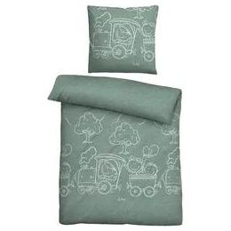 Kinderbettw&auml;sche Biberna "0840521", fichte, B/L: 135cm x 200cm, 1 Stk., 1 Stk., Flanell, B/L: 80cm x 80cm, 2 Stk., Flanell, Obermaterial: 100% Baumwolle, Bettw&auml;sche, kuschelig warm, samtweich, Melange, 100% Baumwolle, made in Germany