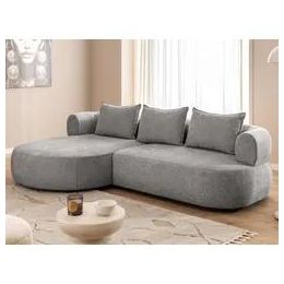 Ecksofa Home Affaire "LUSSAC L-Form Design-Sofa mit Zierkissen, Ma&szlig;e B/T/H: 257/159/78 cm", grau, B:257cm H:78cm T:159cm, 100% Polyester, Sofas, Ecksofa, hoher Sitzkomfort und modernes Design, Sofa ohne Bettfunktion