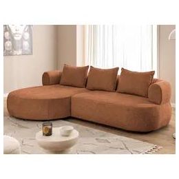 Ecksofa Home Affaire "LUSSAC L-Form Design-Sofa mit Zierkissen, Ma&szlig;e B/T/H: 257/159/78 cm", terra, B:257cm H:78cm T:159cm, 100% Polyester, Sofas, Ecksofa, hoher Sitzkomfort und modernes Design, Sofa ohne Bettfunktion