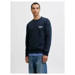 Jack & Jones Sweatshirt JACK & JONES "JJMAKOTO SWEAT CREW NECK", Herren, Gr. L, blau (sky captain print:small print), angeraute Sweatware, Obermaterial: 80% Baumwolle, 20% Polyester, bedruckt, regular fit, Rundhals, Rippb&uuml;ndchen, Sweatshirts Sweatshirt