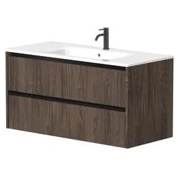 Waschtisch Welltime "City, Badm&ouml;bel, Badkommode, Badschrank, in verschiedenen Breiten", braun oak, B:101cm H:50cm T:46cm, FSC-zertifizierter Holzwerkstoff, Waschtische, Waschtisch, mit Soft-Close-Funktion, inklusive Waschbecken, FSC zertifiziert