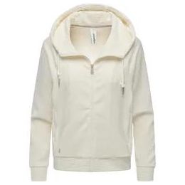 Sweatjacke Ragwear "Corduly Cordy", Damen, Gr. S (36), beige, Material: 76% Baumwolle, 20% Polyester, 4% Elasthan, oversize h&uuml;ftlang, hoch geschlossener Ausschnitt, &Auml;rmel ohne &Auml;rmelschlitz abgesteppte Kante, Sweatjacken Sweatjacke, Freizeitjacke Zip-Hoodie aus weichem Kord in Samt-Haptik