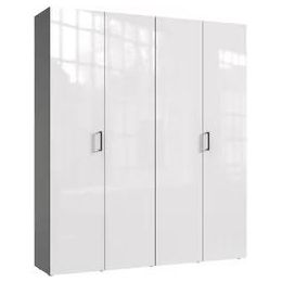 Kleiderschrank wimex "Mugano,in 3 Breiten, 2 Tiefen, viele Farben, Made in Germany", front hochglanz lack wei&szlig;, korpus grafit, griffe schwarz, Schr&auml;nke, Grafit, B/H/T: 160cm x 185cm x 40cm, Ohne Spiegel, Basic, Holzwerkstoff, Kleiderschrank, mit kurzen Griffen aus Metall, B:160cm H:185cm T:40cm