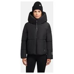 Steppjacke Khujo "Audrey Matt", Damen, Gr. L (40), schwarz, Obermaterial: 100% Polyester. Innenfutter: 100% Nylon. Wattierung: 100% Polyester, gerade h&uuml;ftbedeckend, hoch geschlossener Ausschnitt, &Auml;rmel ohne &Auml;rmelschlitz Rippstrickb&uuml;ndchen, Jacken Steppjacke, Warme Winterjacke mit verstellbarer Kapuze