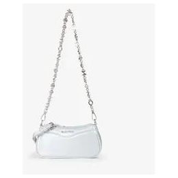 Schultertasche Valentino BAGS "ELLY", Damen, Gr. B/H/T: 20cm x 10cm x 3cm, argento, Lederimitat, metallic, Taschen Schultertasche, Abendtasche mit markanter Logoverzierung an der Umh&auml;ngekette