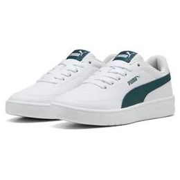 Sneaker Puma "COURT CLASSIC CLEAN JR", Jungen, Gr. 38,5, wei&szlig; (Puma wei&szlig;, gr&uuml;n terrain), Synthetik, Schuhe Sneaker, f&uuml;r Streetwear und Sportmode, angenehmes Tragegef&uuml;hl