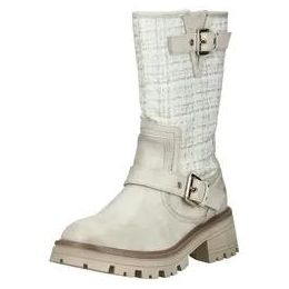 Stiefel Mustang SHOES "Mustang Shoes Stiefel Lederimitat/Textil", Damen, Gr. 41, ivory, Lederimitat, Textil, Schuhe Stiefel