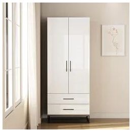 Kleiderschrank OTTO HOME "Luca Kommode Schrank Schlafzimmer", wei&szlig;, B:80cm H:200cm T:52cm, FSC-zertifizierter Holzwerkstoff, Schr&auml;nke, Kleiderschrank, Schlafzimmerschrank mit 2 T&uuml;ren und 2 Schubladen, Breite 80cm