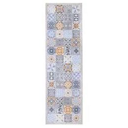 K&uuml;chenl&auml;ufer "MOROCCAN TILES, Made in Belgium", blau, B:50cm H:6,5mm L:150cm, Polyamid, PRIMAFLOR-IDEEN IN TEXTIL, Teppiche, Fliesen Design, Ornamente, 50x150 cm, rutschhemmend, waschbar