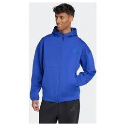 Kapuzensweatshirt Adidas SPORTSWEAR "M Z.N.E. FZ", Herren, Gr. XL, blau (semi lucid blau), Obermaterial: 57% Polyester, 43% Baumwolle, normal, Rundhals, Sweatshirts, f&uuml;r sportliche Aktivit&auml;ten, aus Polyester und Baumwolle