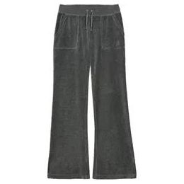 Sweathose Juicy Couture "LAYLA LOW RISE POCKETED FLARE PANT. Damen", Damen, Gr. S, EURO-Gr&ouml;&szlig;en, charcoal marl, 95% Polyester, 5% Elasthan, slim fit, Hosen Sweathose, Trainingshose Damen, Sweathose, Velour, Jogginghose mit Glitzer, Sale