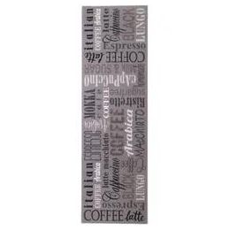 K&uuml;chenl&auml;ufer "COFFEE, Made in Belgium", grau, B:50cm H:6,5mm L:150cm, Polyamid, PRIMAFLOR-IDEEN IN TEXTIL, Teppiche, mit Schriftzug, Gr&ouml;&szlig;e 50x150 cm, rutschhemmend, waschbar, K&uuml;che