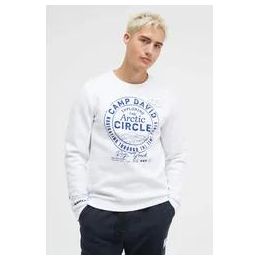Sweater CAMP DAVID, Herren, Gr. XXL, wei&szlig;, Sweatware, Material: 65% Baumwolle, 35% Polyester, bedruckt, relaxed fit normal, Rundhals, eingesetzt Rippb&uuml;ndchen, Sweatshirts Sweater, mit weicher Innenseite
