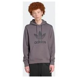 Kapuzensweatshirt Adidas ORIGINALS "TREFOIL HOODY", Herren, Gr. L, grau strata, Obermaterial: 100% Baumwolle, Sweatshirts, Hoodie, Kapuzenpullover mit gro&szlig;em Logoprint