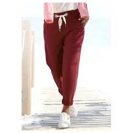 Sweathose ELBSAND "Brinja", Damen, Gr. L (40), N-Gr, weinrot, Sweatware, Obermaterial: 95% Baumwolle, 5% Elasthan, unifarben, figurumspielend lang, Hosen Sweathose, mit Taschen und breiten Kordeln, Jogginghose, l&auml;ssige Passform, Topseller