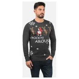 Strickpullover Blend "BHRudolph", Herren, Gr. XL, charcoal, dance, Feinstrick, 100% Polyacryl, regular fit, ohne Ausschnitt, eingesetzt, Pullover Strickpullover, Strickpullover mit Weihnachtsmotiv