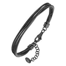 Armband Jobo "Layering", schwarz, Armb&auml;nder, Damen, 20cm, Silber 925 (Sterlingsilber), Armband, 925 Silber matt 20 cm