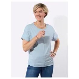 Rundhalsshirt Classic Basics "Halbarmshirt", Damen, Gr. 42, hellblau, 100% Baumwolle, unifarben, Rundhals, Shirts Rundhalsshirt