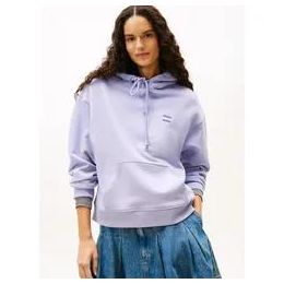 Tommy Hilfiger Hoodie TOMMY JEANS "TJW BXY BADGE HOODIE EXT", Damen, Gr. L (40), periwinkle dusk, Sweatware, Obermaterial: 100% Baumwolle, unifarben, bequem h&uuml;ftlang, Rippb&uuml;ndchen, Sweatshirts Hoodie, mit Logo-Badge