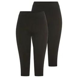 3/4-Leggings YSABEL MORA, Damen, Gr. L, N-Gr, schwarz, Single Jersey, Obermaterial: 95% Baumwolle, 5% Elasthan, 3/4-L&auml;nge, Hosen, elastischer Bund, Baumwollmix