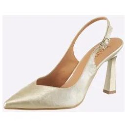 Slingpumps Heine, Damen, Gr. 36, goldfarben, Textil, Schuhe Slingpumps