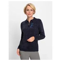 Classic Dog Polokragenpullover CLASSIC "Pullover", Damen, Gr. 42, blau (marine, meliert), 85% Polyacryl, 10% Polyester, 5% metallisierte Fasern, unifarben, Pullover