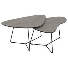 Couchtisch Hela "PISA", betonoptik dunkel, schwarz, schwarz, betonoptik dunkel, B/H/T: 87cm x 43cm x 59cm, Betonoptik dunkel/Schwarz, Tische, Couchtisch, 2er Set, Platten in Nierenform, gefr&auml;st, Schweizer Kante