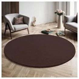 Teppich the carpet "Relax round", braun, H:16mm &Oslash;:120cm, Polyester, Teppiche, Teppich, waschbarer Wohnzimmer Teppich modern rutschfest