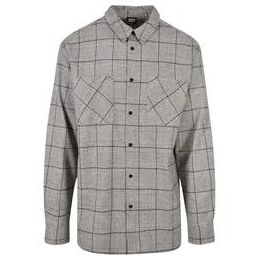 Langarmhemd Urban Classics "Urban Classics Herren Long Oversized Checked Greyish Shirt", Herren, Gr. S, US-Gr&ouml;&szlig;en, grau, schwarz, 64% Polyester 34% Viskose 2% Elasthan, mehrfarbig, normal, Hemden
