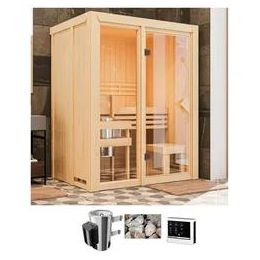 Sauna Karibu "Alani 1", natur, Saunaofen, externe Steuerung, 3,6 kW, Saunen, Ofen 3,6 kW externe Strg.easy