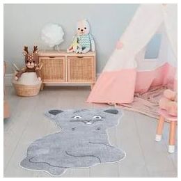 Kinderteppich Carpet City "ANIME894", grau, B:100cm H:11mm L:130cm, Polypropylen (PP), Teppiche, Kinderteppich, Kinderzimmer Teppich Modern mit Mond, Blumen, Wolken, Creme, Multi