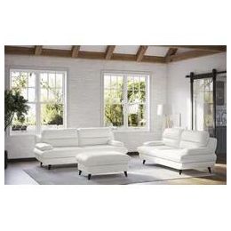 3-Sitzer COTTA "Pike, B: 218 cm", bianco, B:218cm H:90cm T:95cm, GEDECKTES RINDSLEDER, Sofas, mit Metallf&uuml;&szlig;e, wahlweise auch in Echtleder