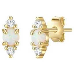 Glanzst&uuml;cke M&uuml;nchen Paar Ohrstecker GLANZST&Uuml;CKE M&Uuml;NCHEN "Set: GSM1850", gelbgold, wei&szlig;, Ohrringe, Damen, 7,4,mit Zirkonia, Silber 925 (Sterlingsilber), aus Sterling Silber