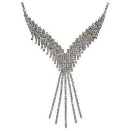 Collier Firetti "Schmuck Geschenk Sparkling Ypsilon-Style", metallfarben, wei&szlig;, Halsketten, Damen, Metall, L: 52, Collier, mit Glasstein