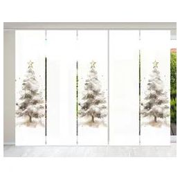 Schiebegardine Home Wohnideen "CHRISTMAS TREE", beige (natur), B:60cm H:245cm, Polyester, Gardinen, SET, Schiebewand, Dekostoff, Digitaldruck