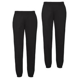 Jogginghose Fruit of the Loom, Herren, Gr. L, N-Gr, schwarz, Sweatware, Obermaterial: 80% Baumwolle, 20% Polyester, unifarben, lang, Hosen Jogginghose, im Baumwoll-Mix, 2-er Pack