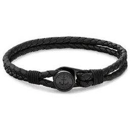 Lederarmband Tommy Hilfiger "NAUTICAL", schwarz, grau, Armb&auml;nder, Herren, 19cm, Edelstahl Leder, Edelstahl, Leder, Lederarmband