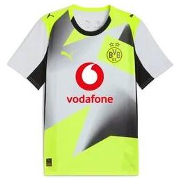 Fu&szlig;balltrikot Puma "BVB AWAY JERSEY REPLICA WITH SPONSOR", Herren, Gr. S, silber mist, gelb alert, Web, Obermaterial: 100% Polyester, bedruckt, regular fit normal, Rundhals, Trikots Fu&szlig;balltrikot, f&uuml;r Fu&szlig;ball, Kurzarm, Rundhalsausschnitt, normale Schnittform